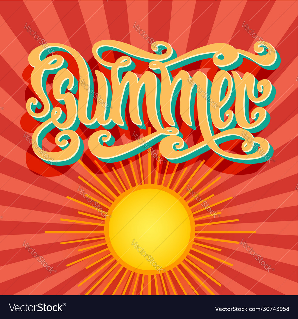 Summer sun lettering Royalty Free Vector Image