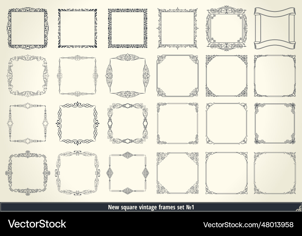Vintage calligraphic frame set black and white Vector Image
