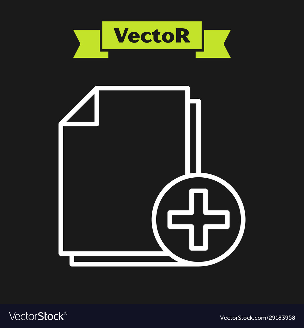 White line add new file icon isolated on black Vector Image