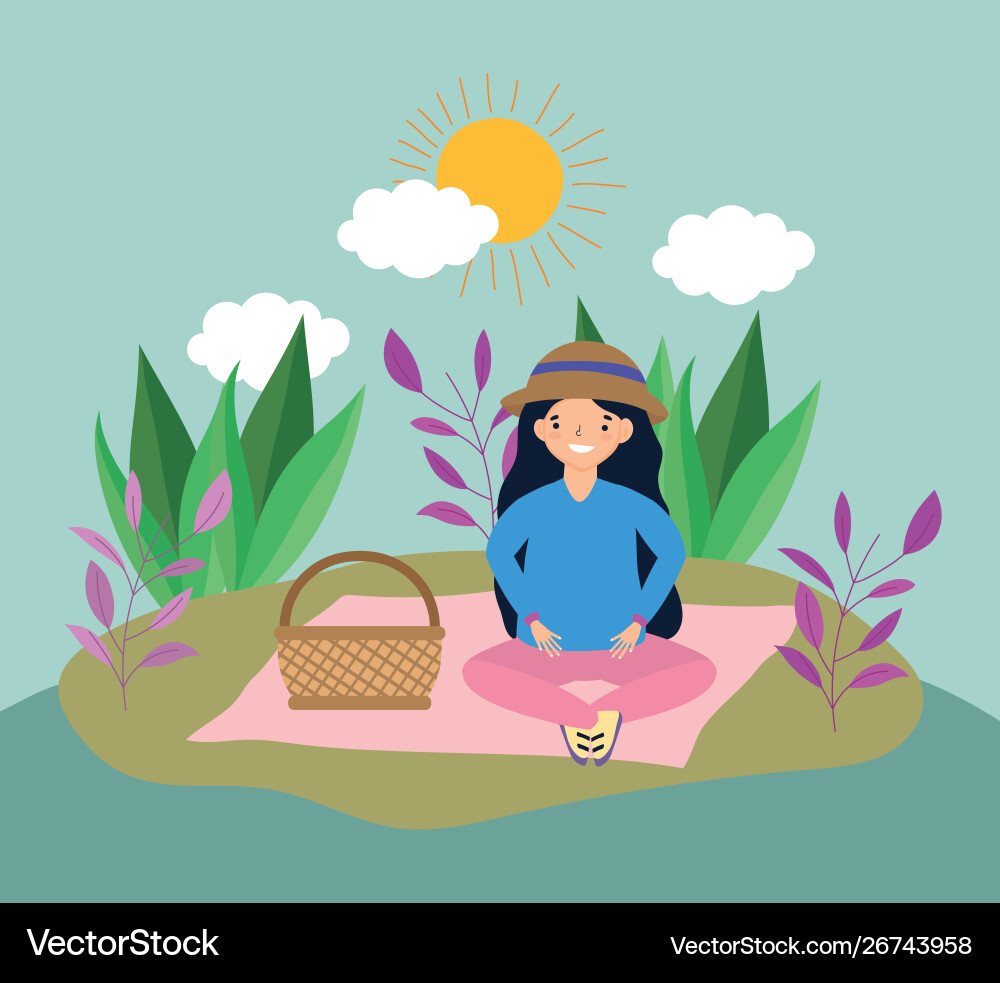 Young people picnic in park Royalty Free Vector Image