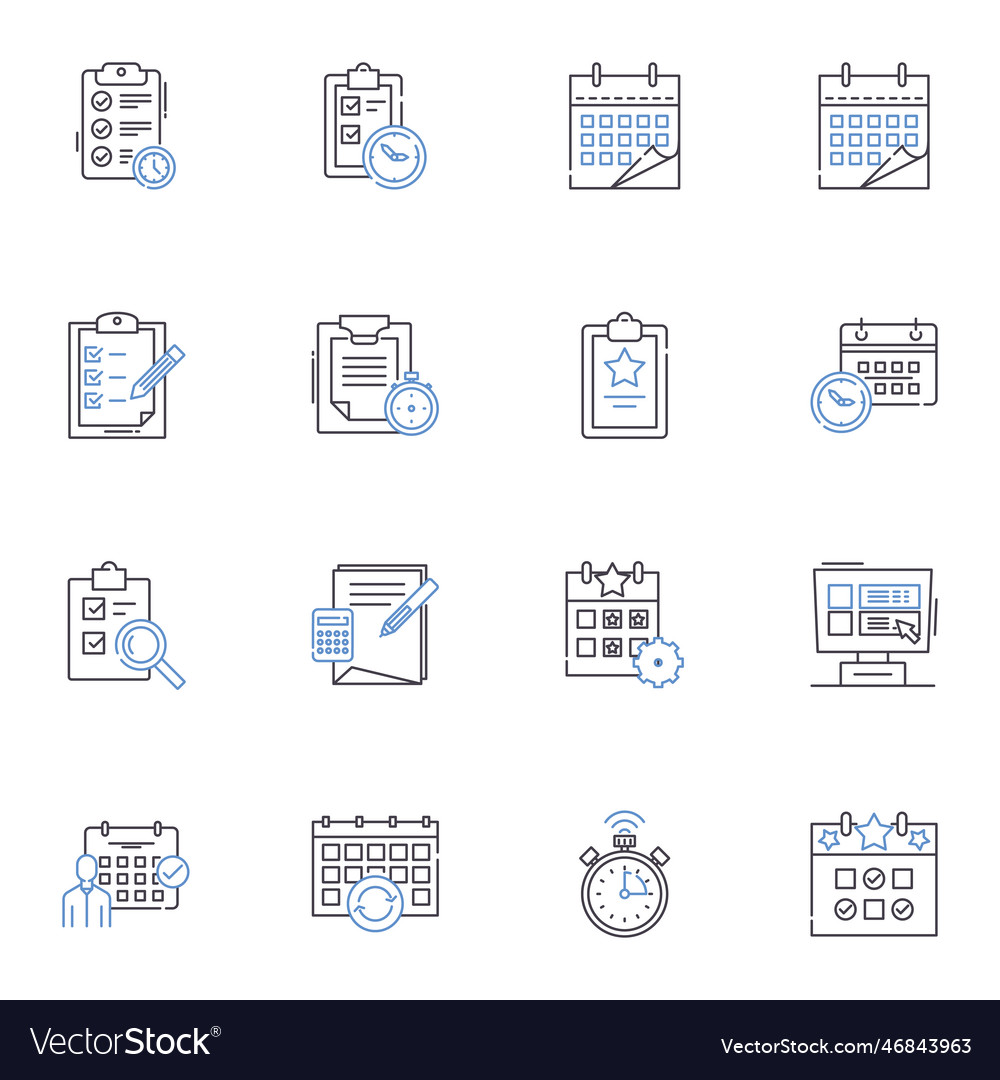Appointment line icons collection schedule Vector Image Appointment line icons collection schedule Vector Image
