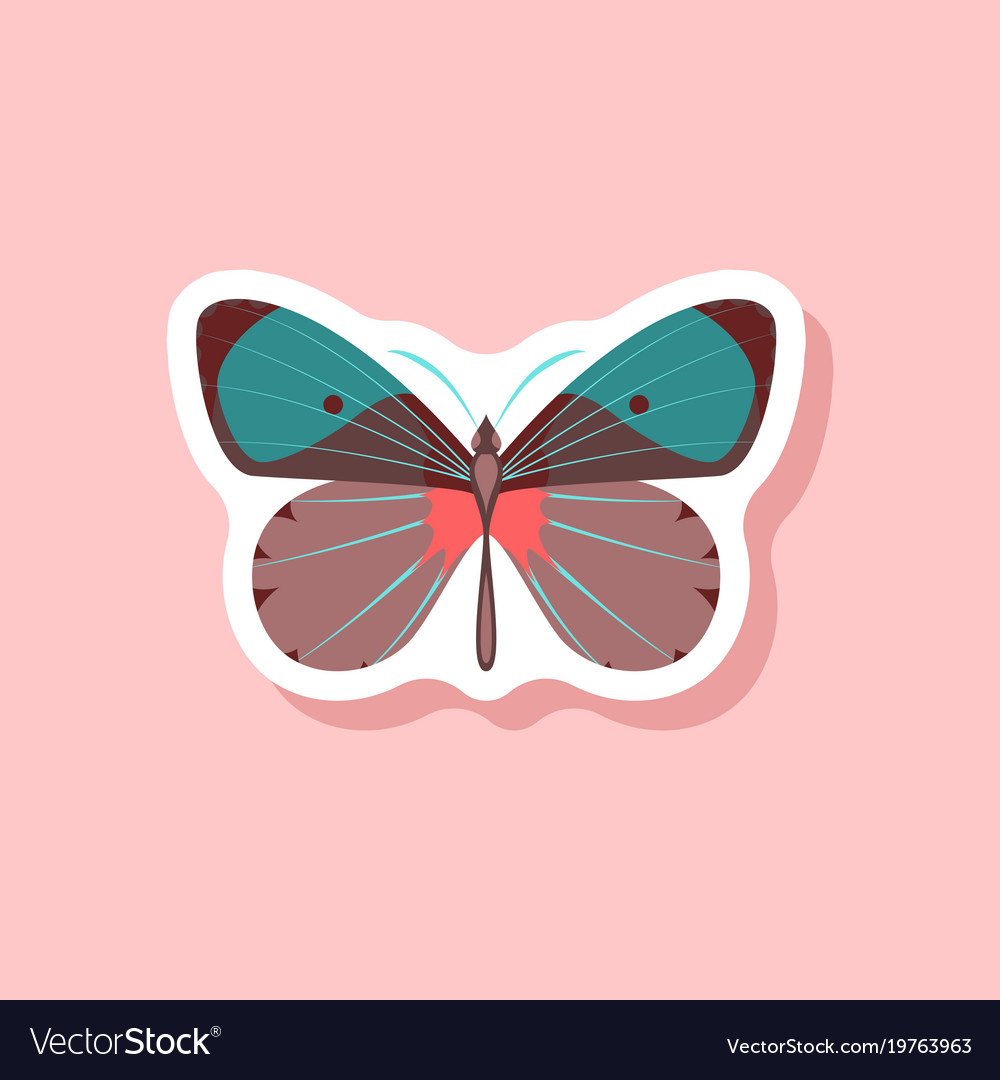 Butterfly Paper Sticker On Stylish Background Vector Image