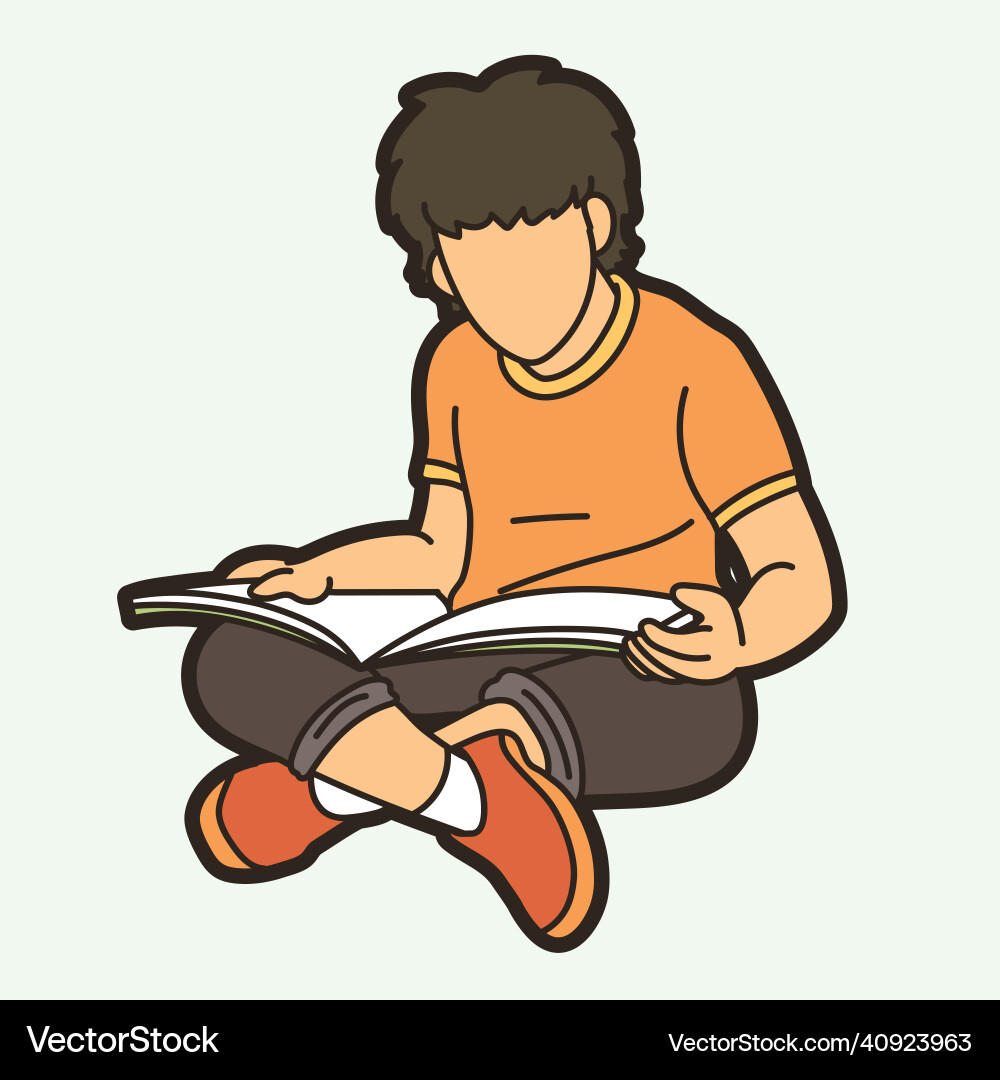 Children reading a book cartoon graphic Royalty Free Vector