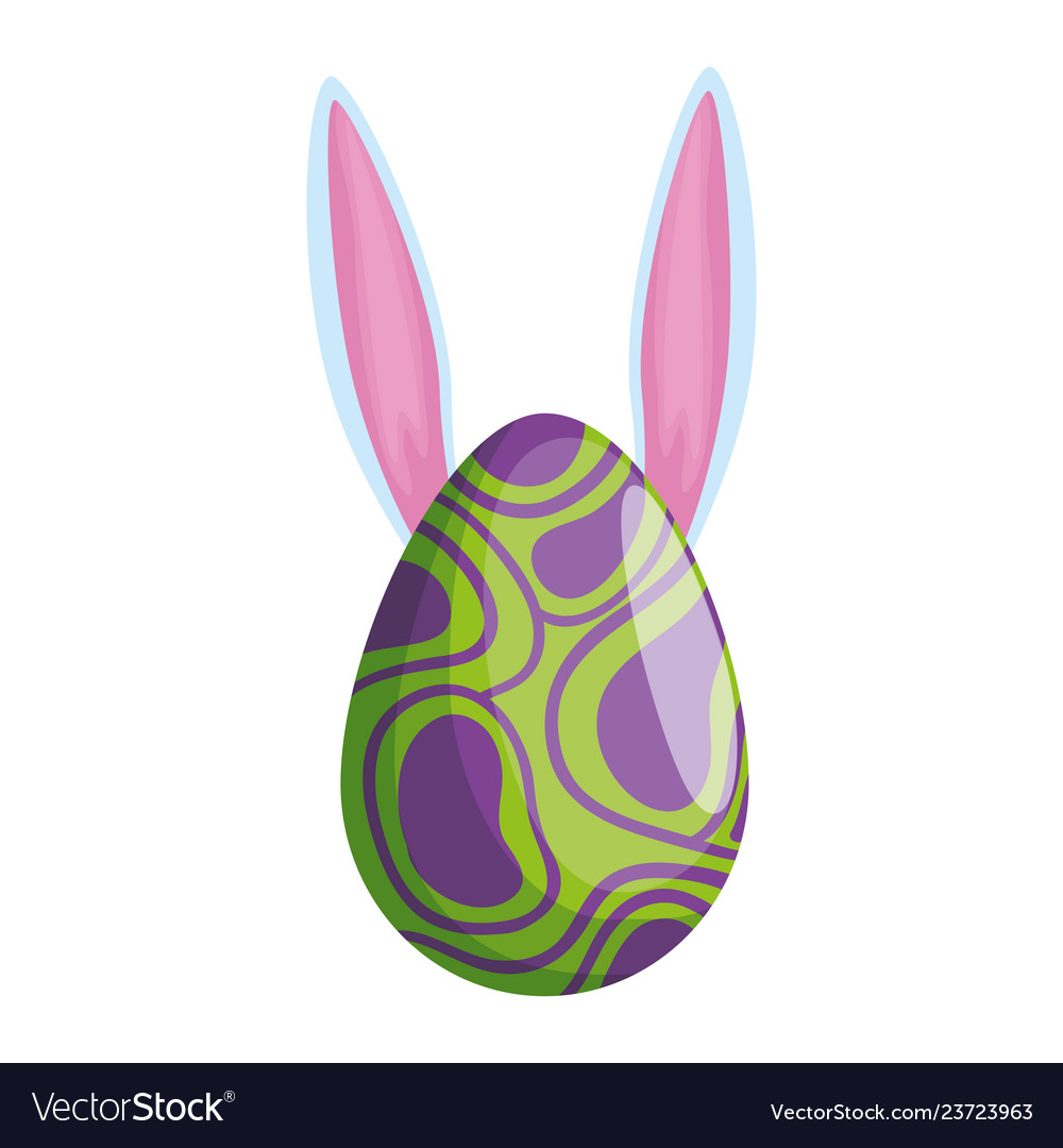 Egg painted with rabbit ears easter icon Vector Image