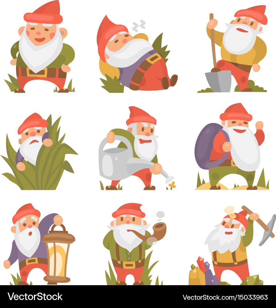 Fairy tale fantastic gnome dwarf elf character Vector Image