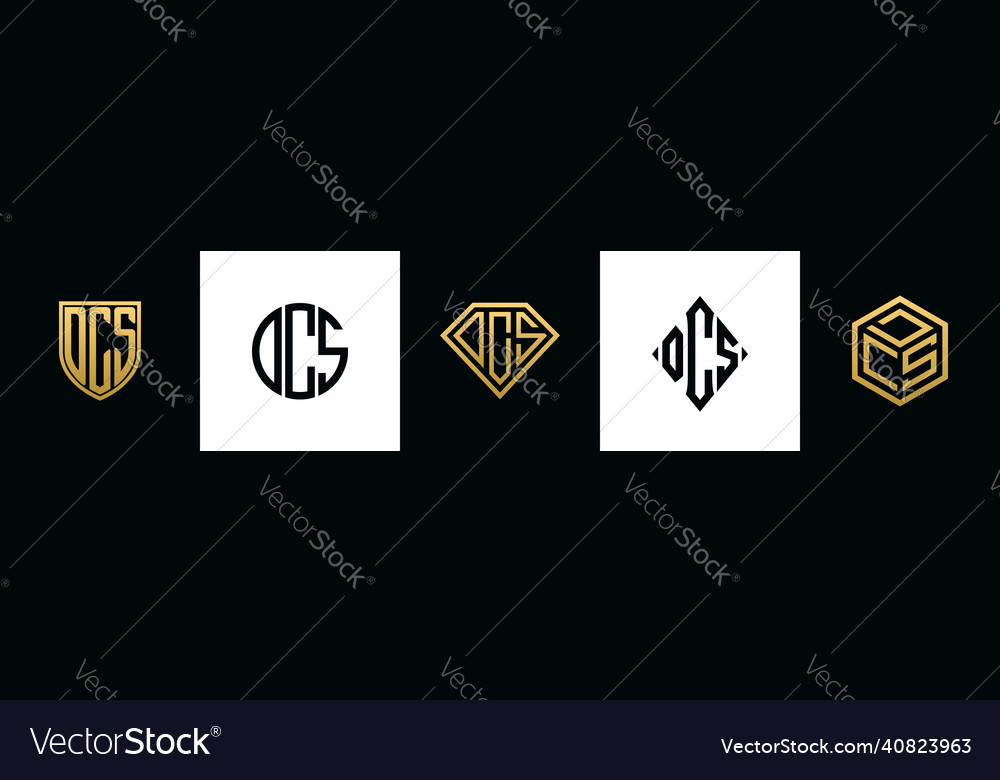 Initial letters dcs logo designs bundle Royalty Free Vector
