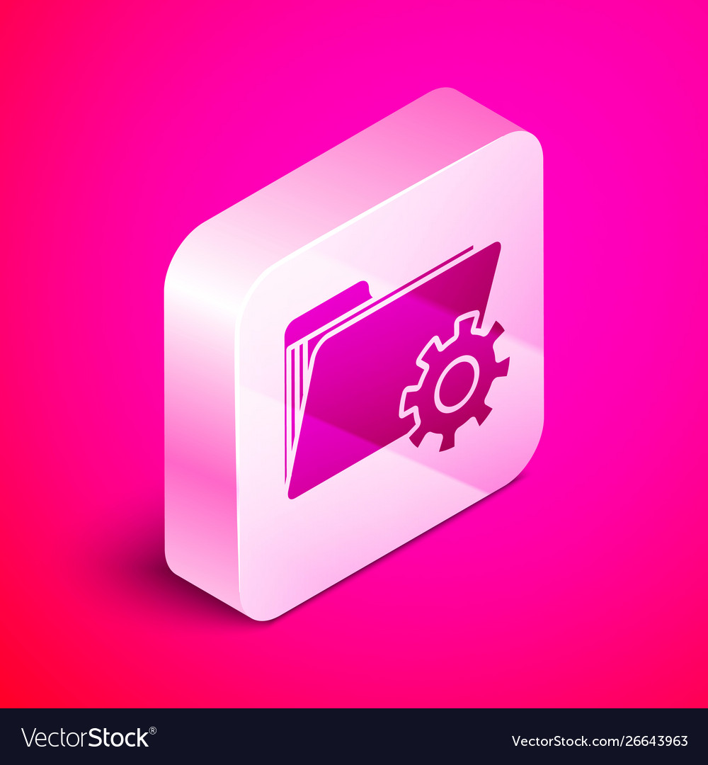 Isometric folder settings with gears icon isolated