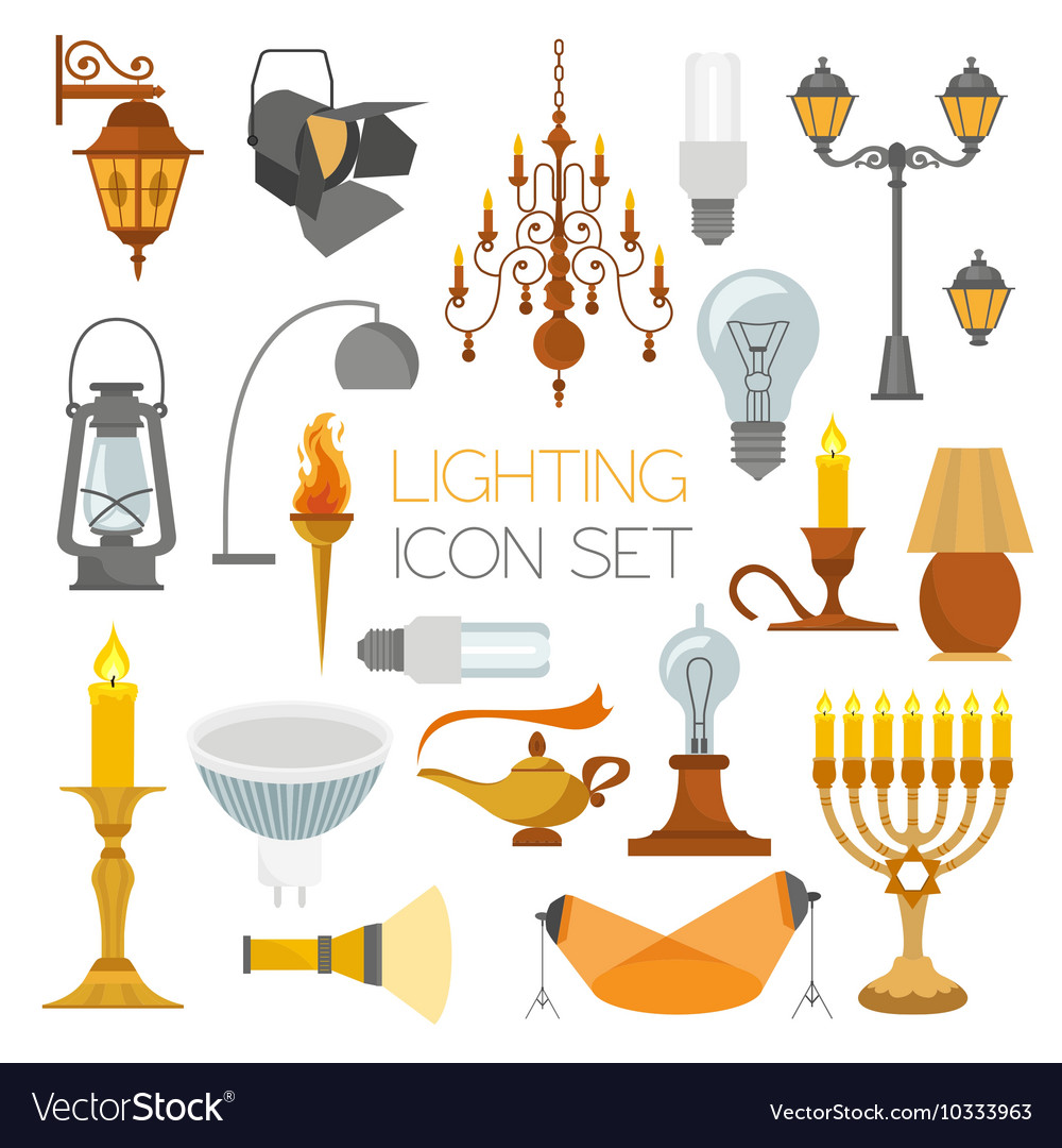 Lighting elements icon set Royalty Free Vector Image