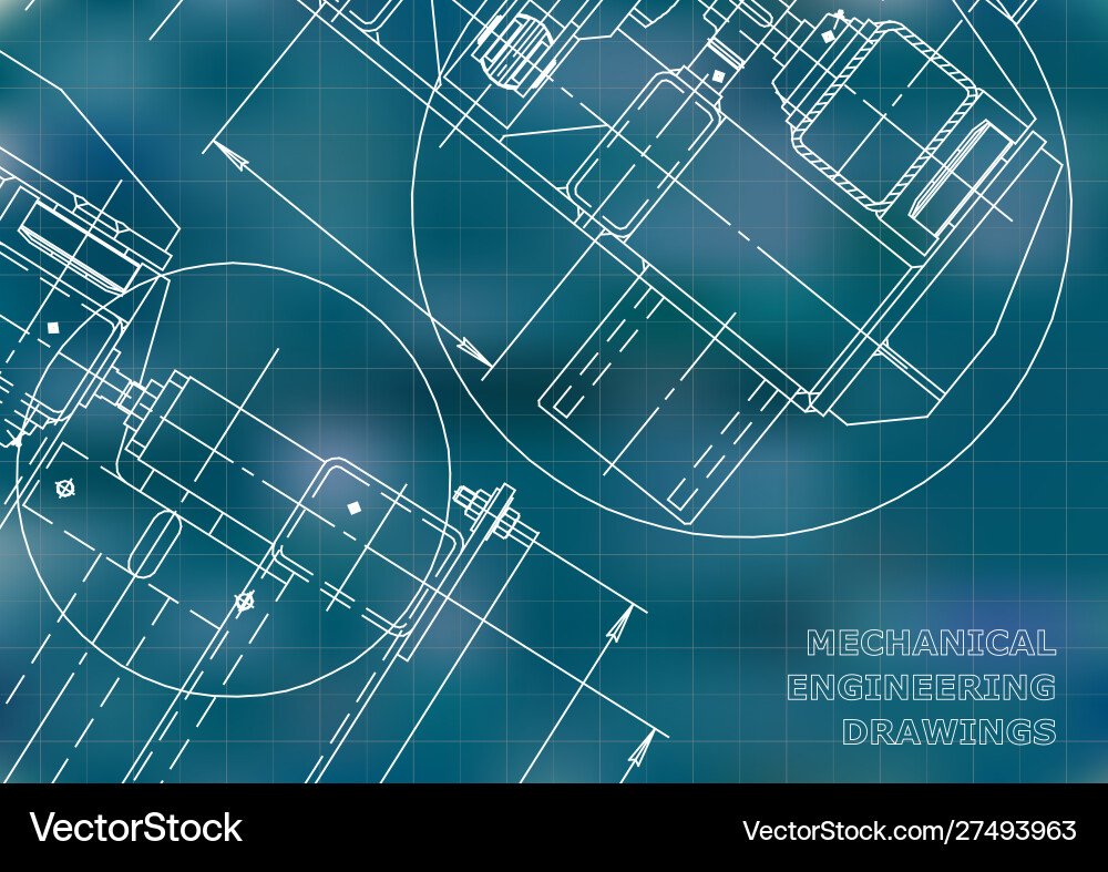 Mechanical engineering drawing blueprints Vector Image