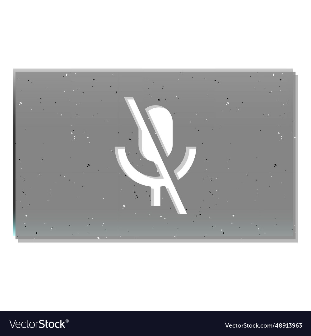 Microphone off button rectangle icon Royalty Free Vector