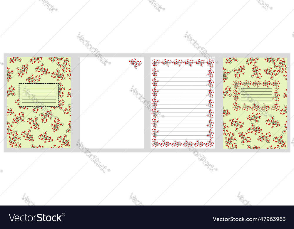 Patterned lined notebook - floral design Vector Image