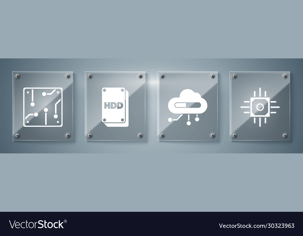Set processor internet things hard disk drive Vector Image