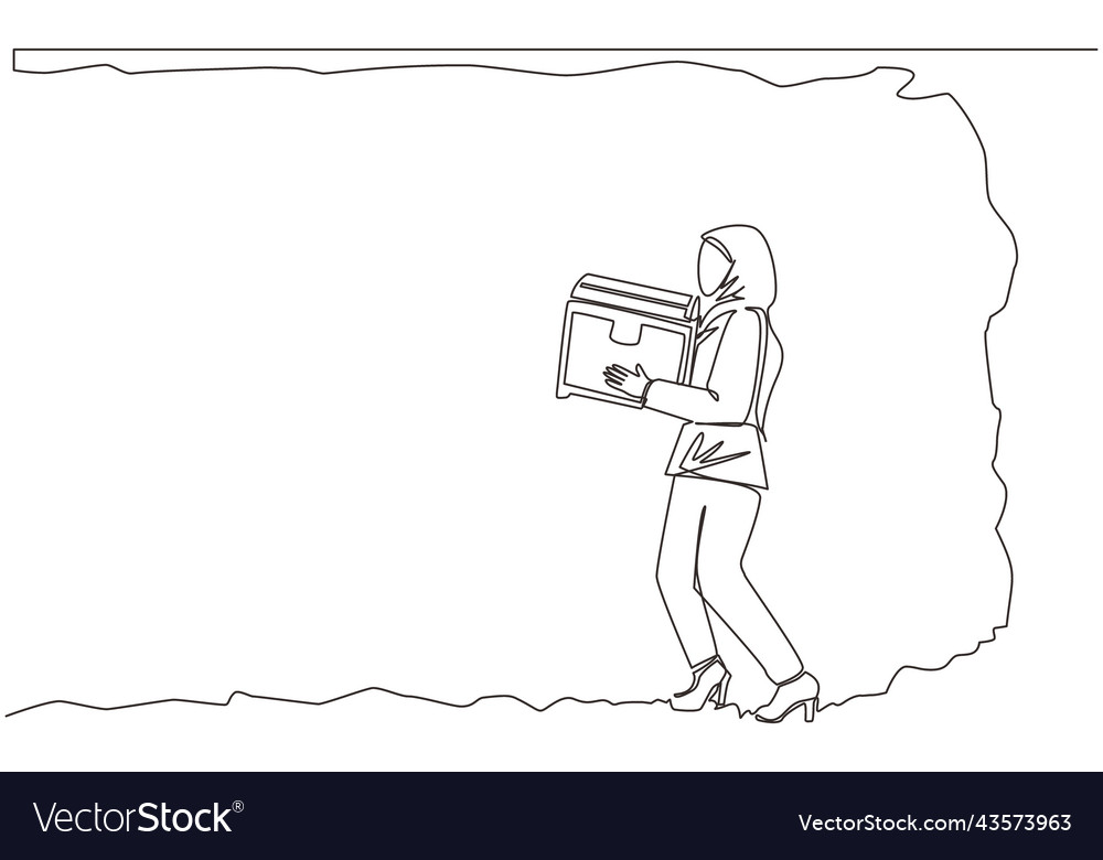 Single continuous line drawing arab businesswoman Vector Image