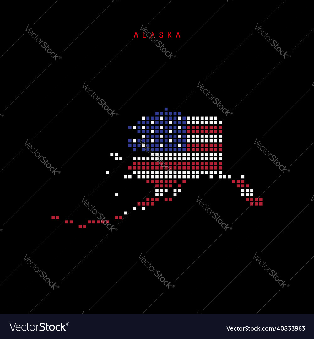 Square dots pattern map of alaska dotted pixel Vector Image