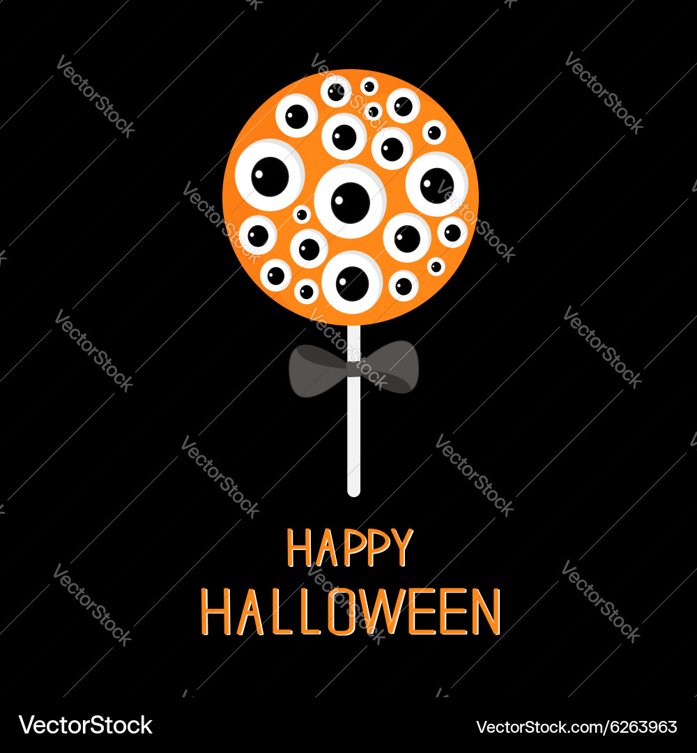 Sweet candy lollipop with eyeball set black bow Vector Image