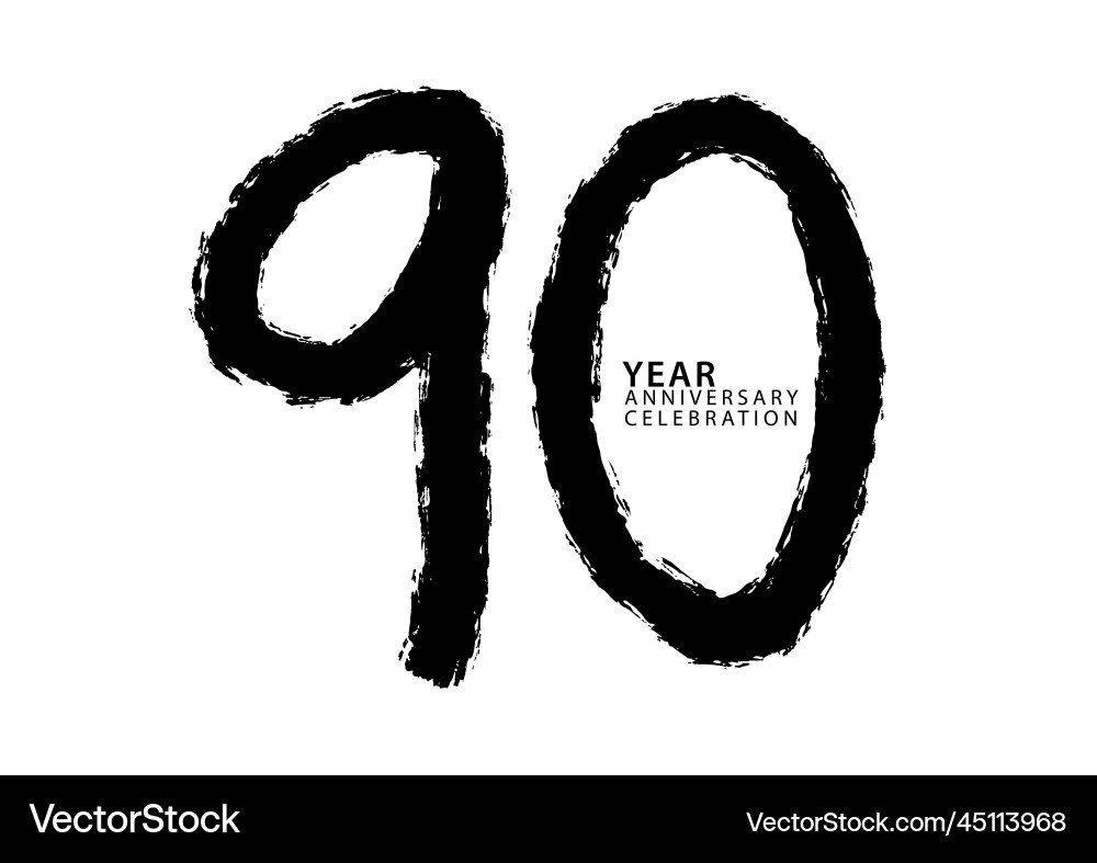 90 year anniversary celebration black color Vector Image