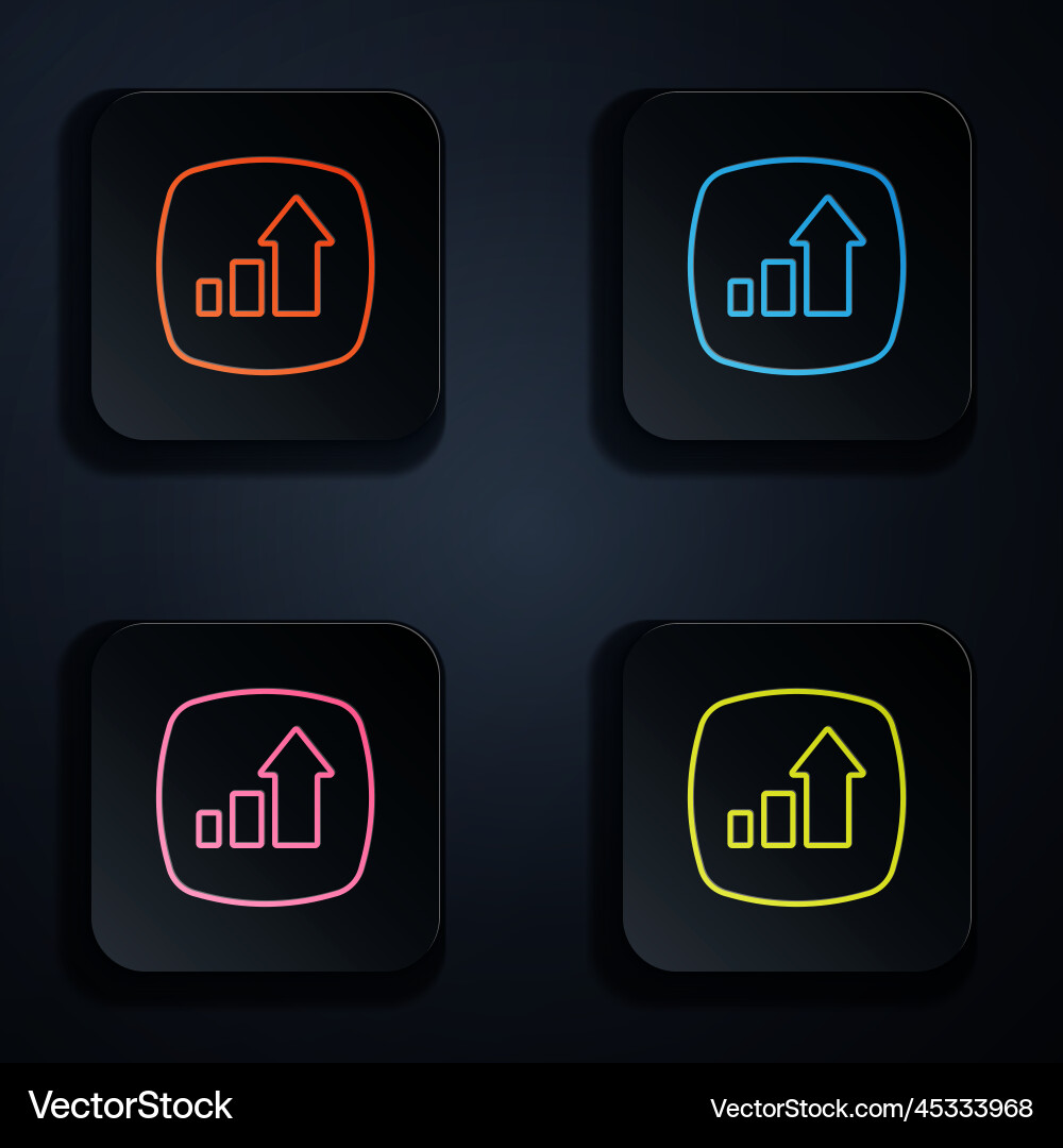 Color neon line financial growth increase icon Vector Image