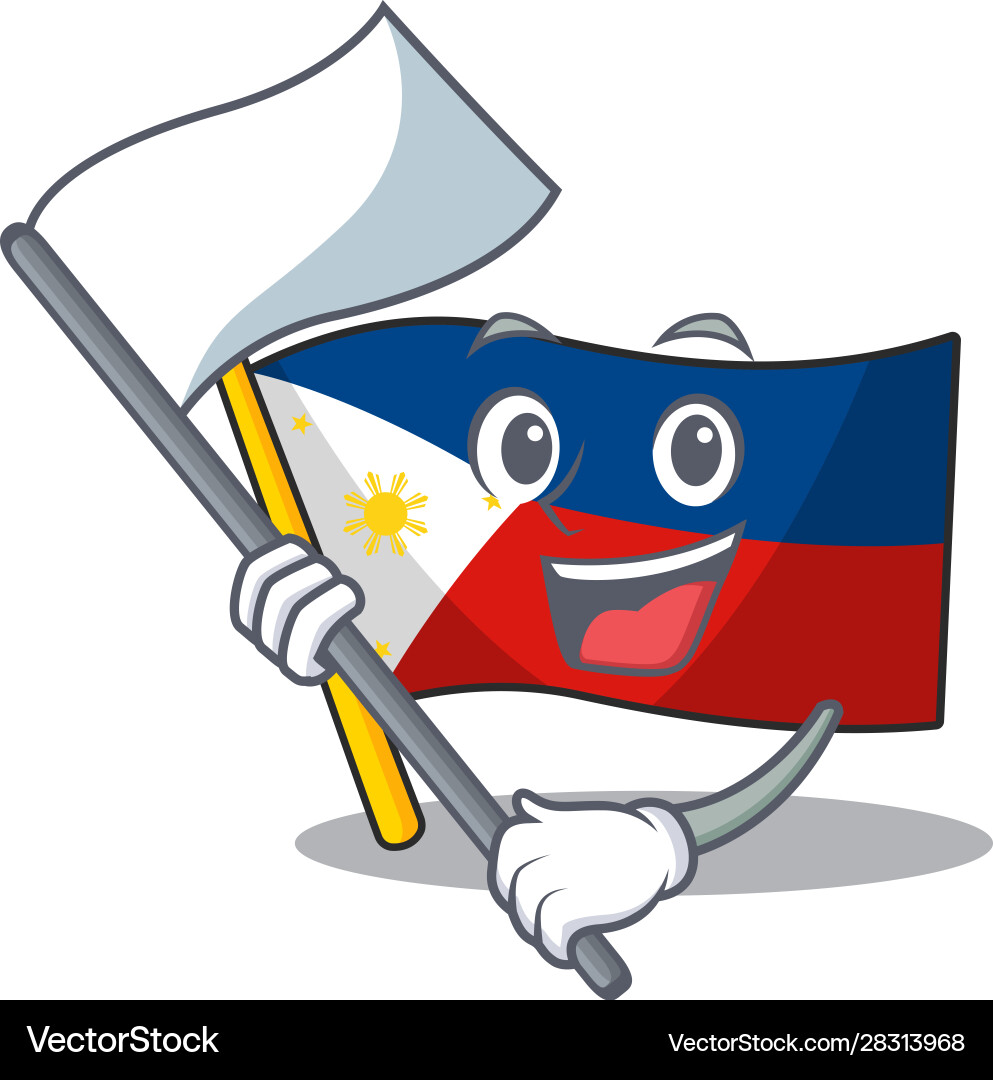 Cute flag standing with flag philippines cartoon Vector Image