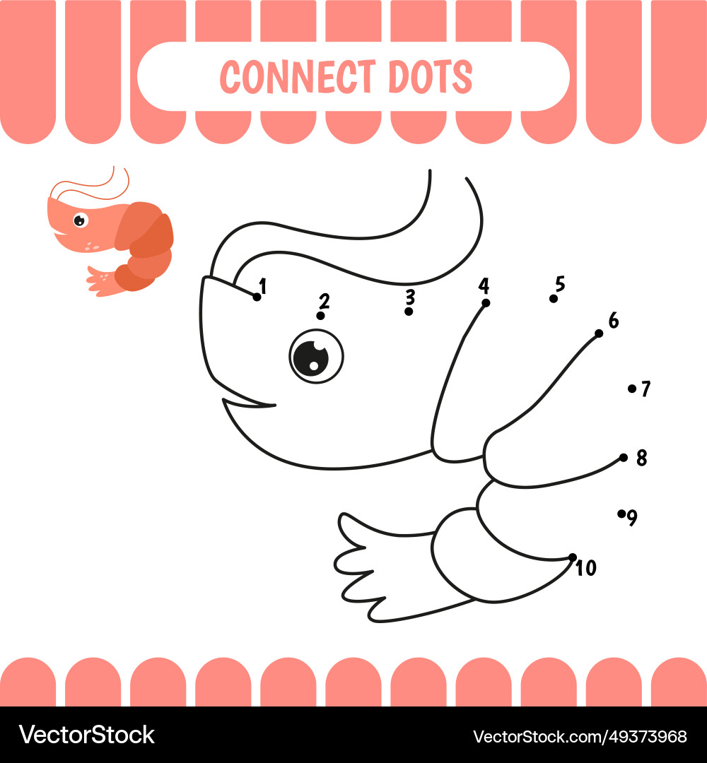 Dot to dot activity worksheet for preschool kids Vector Image