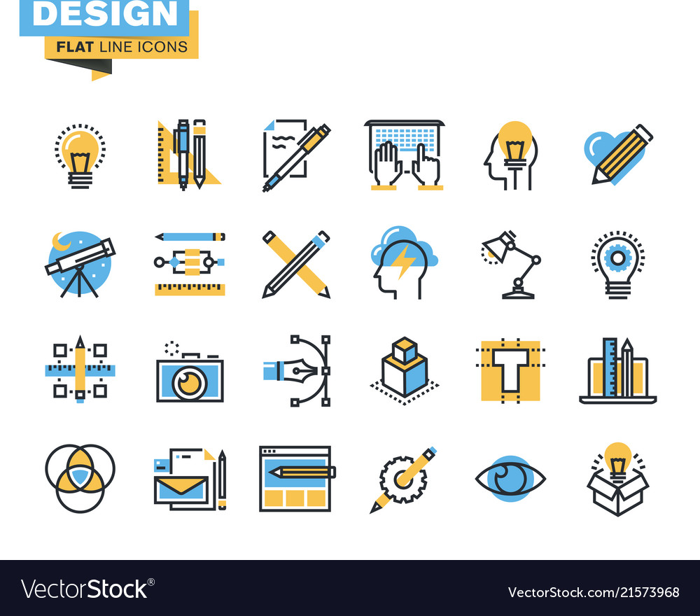 Flat line icon pack for designers and developers Vector Image