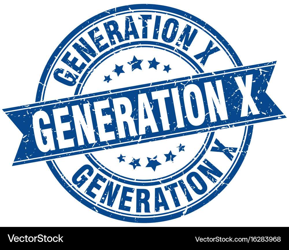 Generation x round grunge ribbon stamp Royalty Free Vector