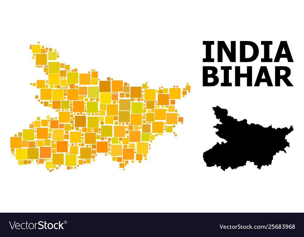 Gold square pattern map bihar state Royalty Free Vector