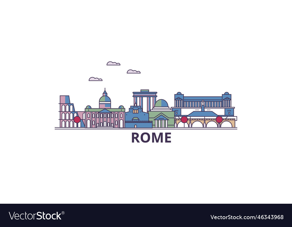 Italy rome city tourism landmarks Royalty Free Vector Image