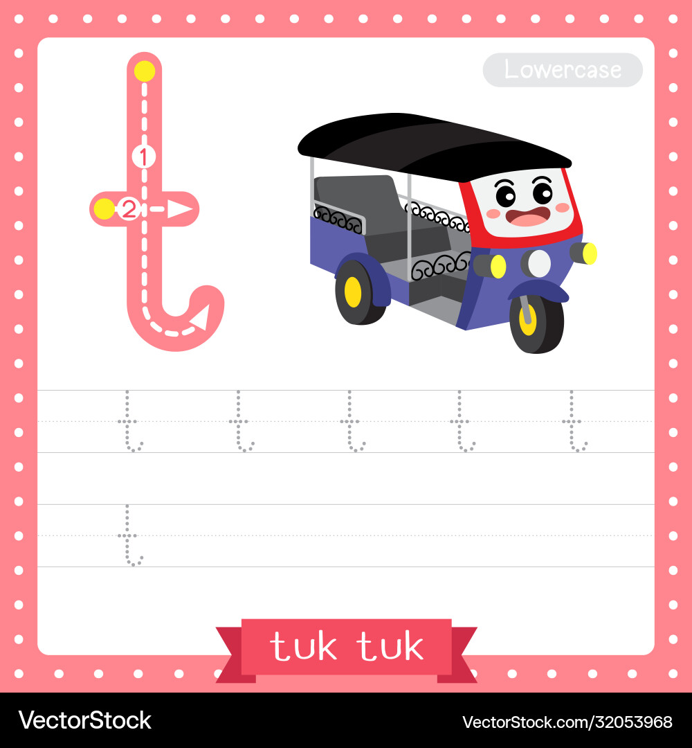 Letter t lowercase tracing practice worksheet of Vector Image