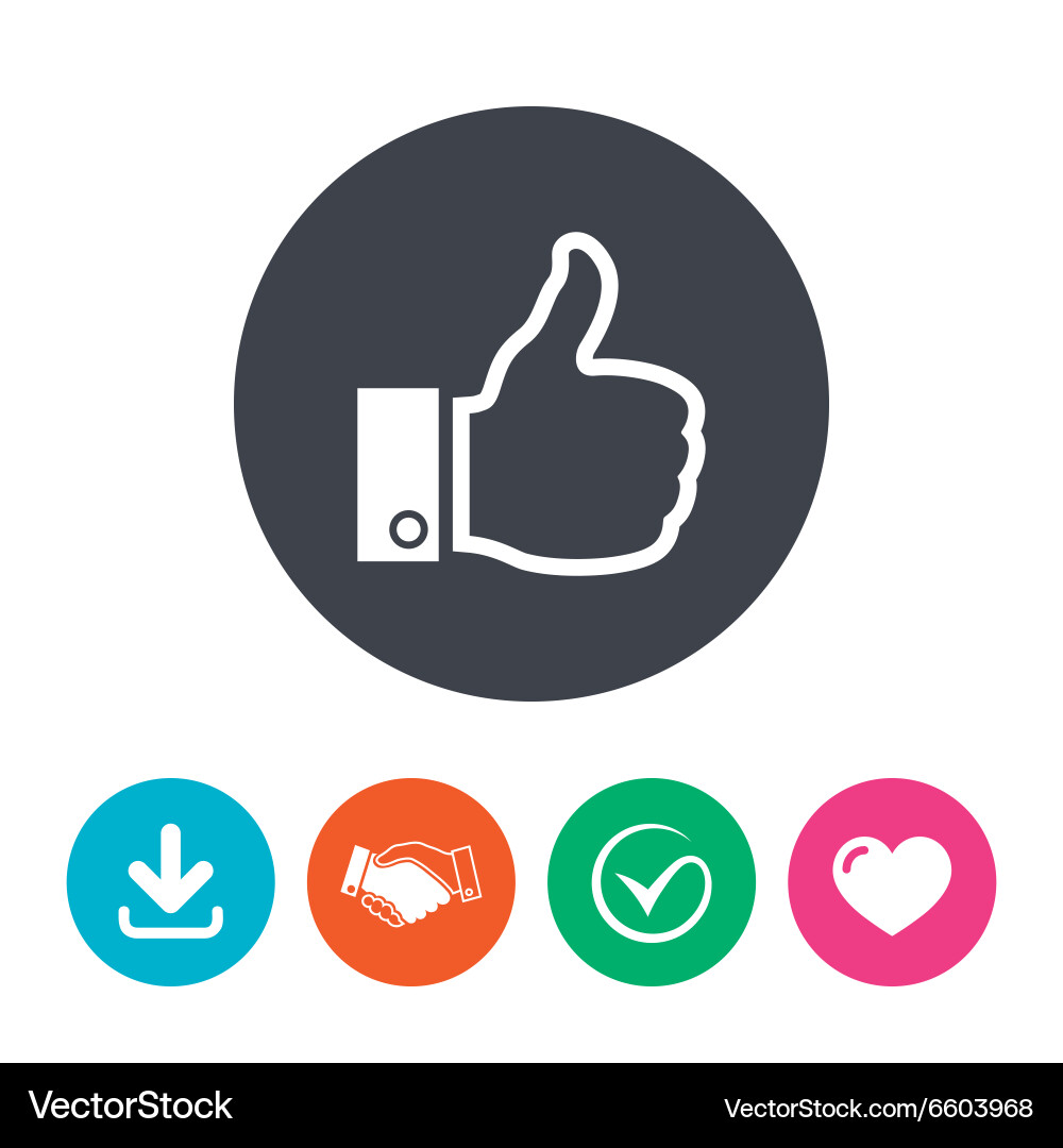 Like sign icon hand finger up symbol Royalty Free Vector