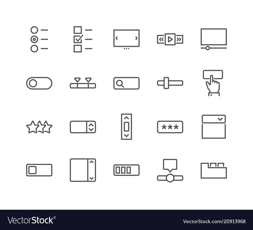 Line ui elements icons Royalty Free Vector Image