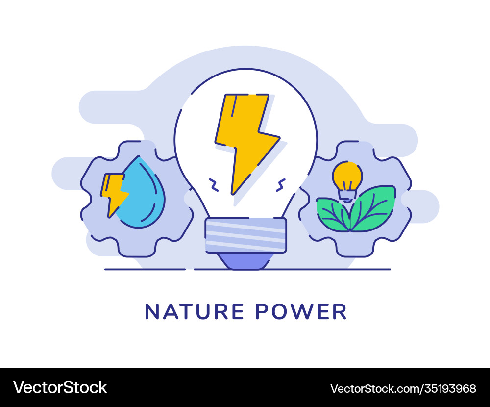 Nature power concept lightning bulb lamp gear Vector Image