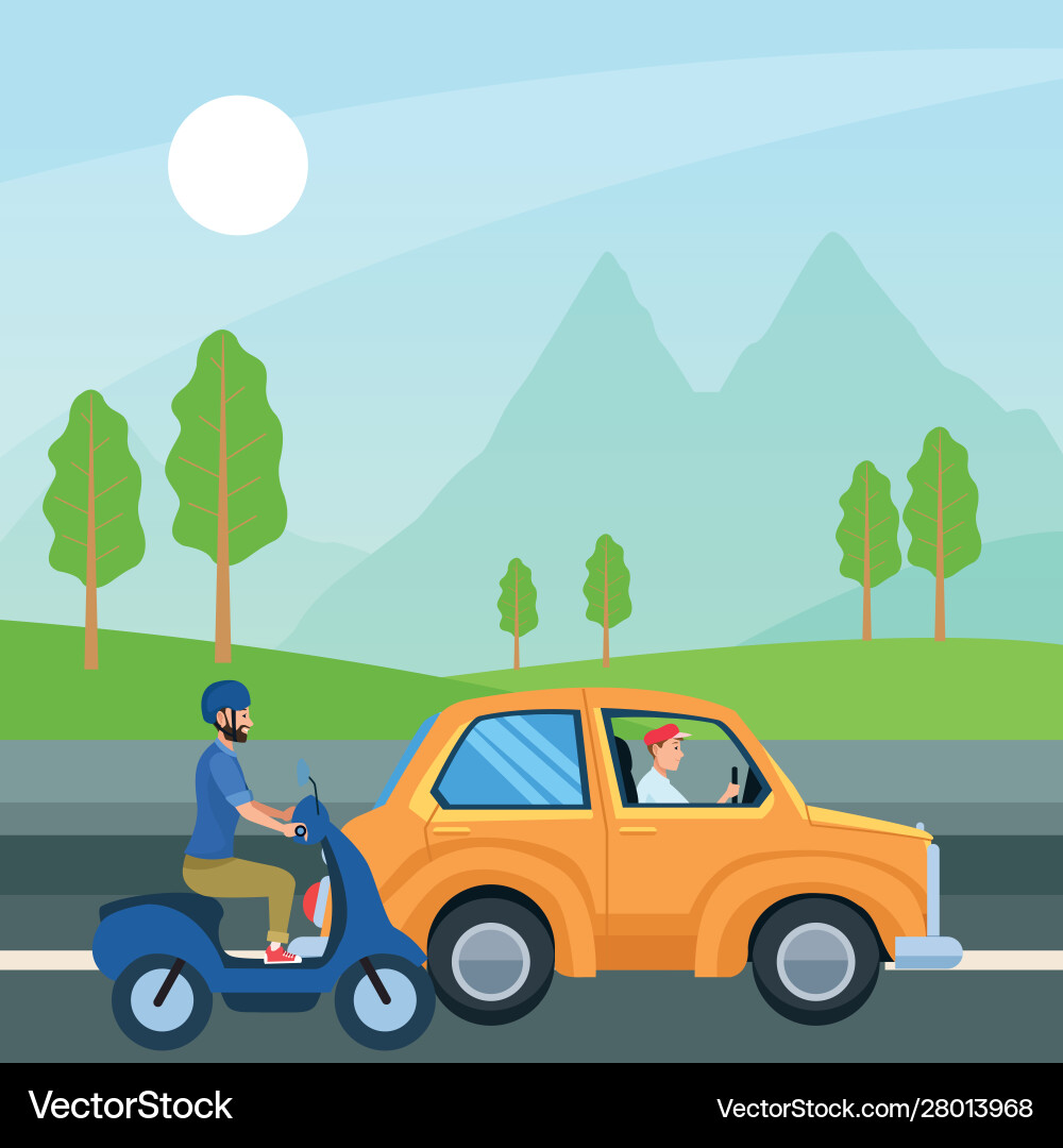 People driving car and motorcycle design Vector Image