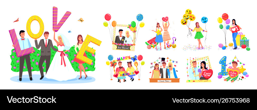 Photozone accessories and decorations for events Vector Image