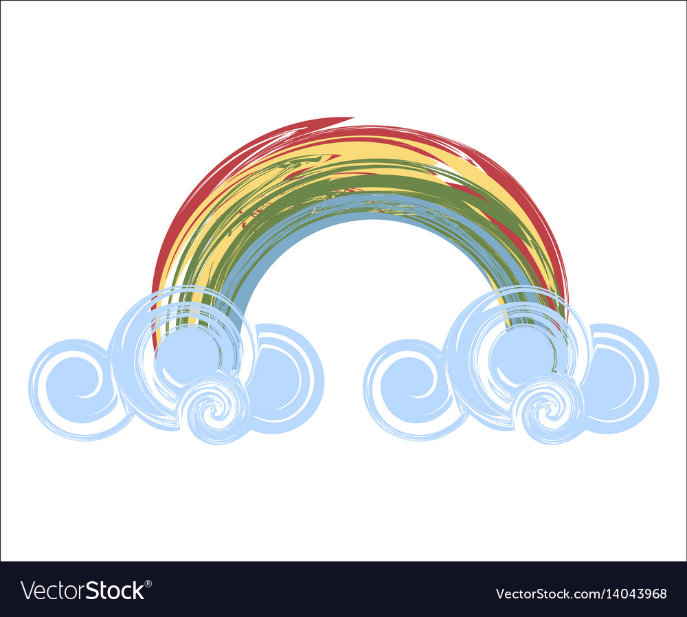 Rainbow icon with clouds Royalty Free Vector Image
