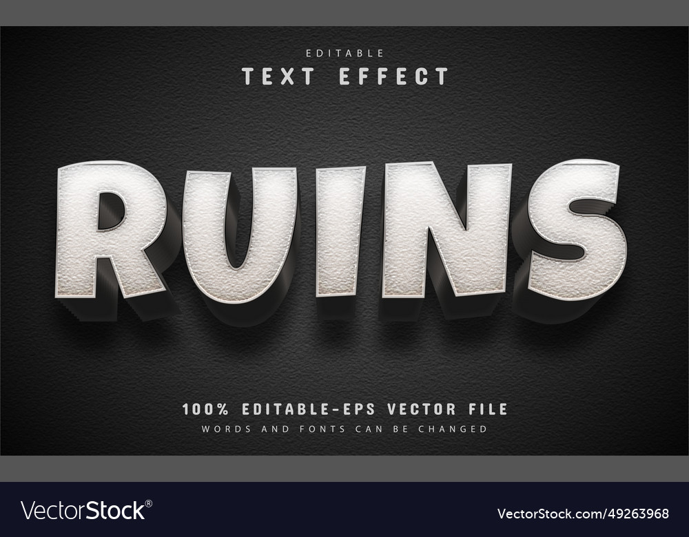 Ruins text effect editable Royalty Free Vector Image