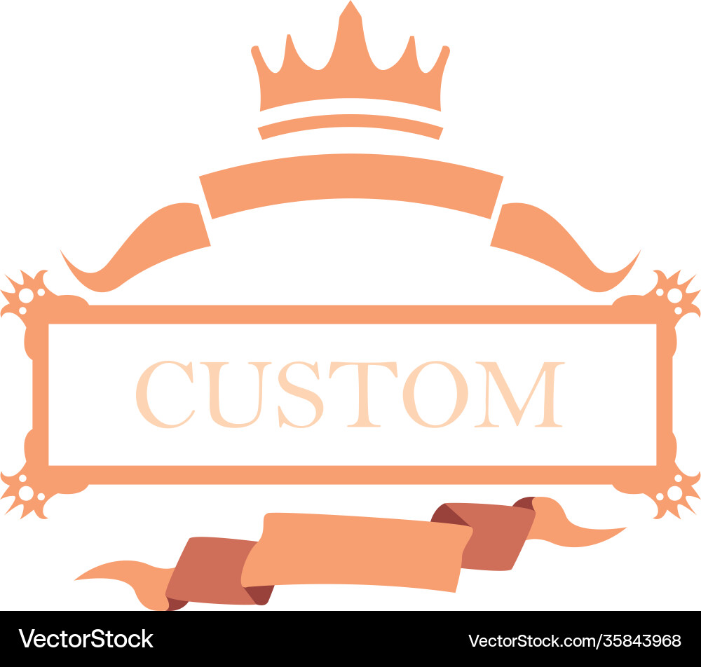 Vintage label with ribbon and crown design Vector Image