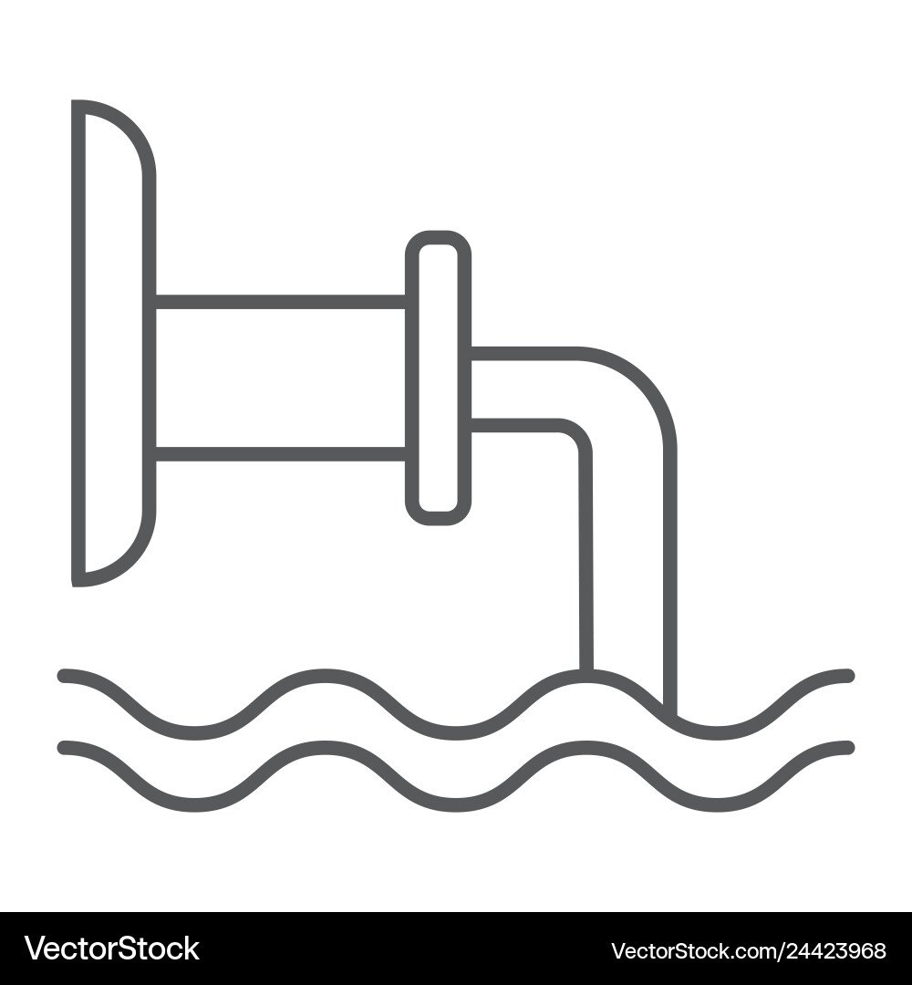 Waste pipe thin line icon industrial and water Vector Image