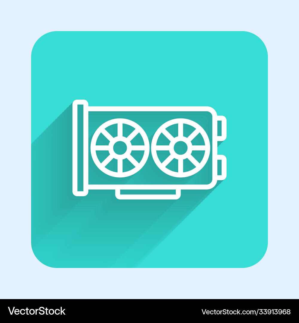 White line video graphic card icon isolated Vector Image