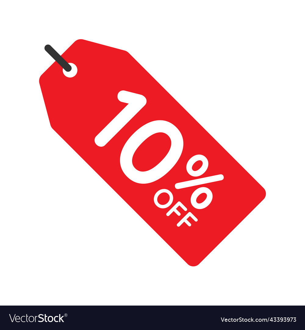 10 percent off tag icon on white background Vector Image
