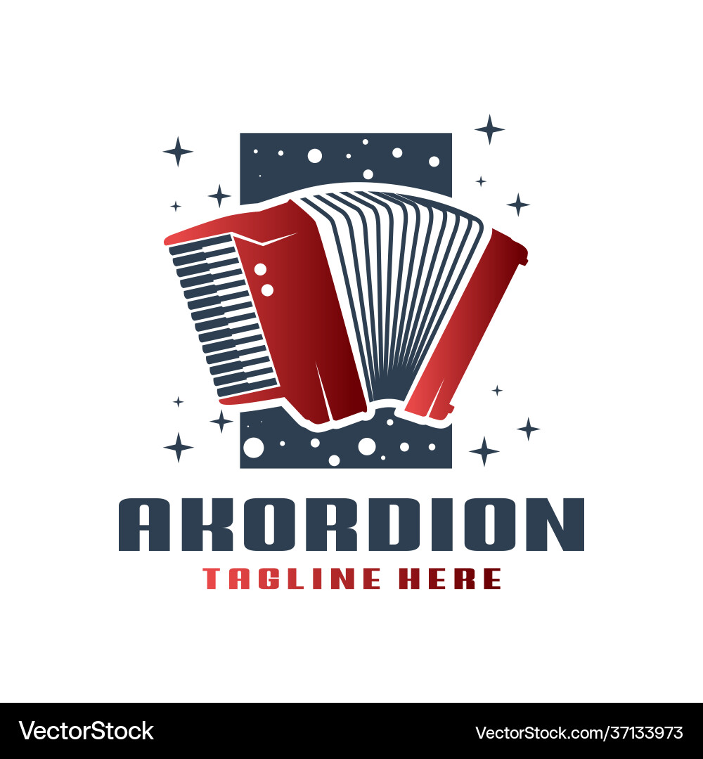 Accordion musical instrument logo Royalty Free Vector Image