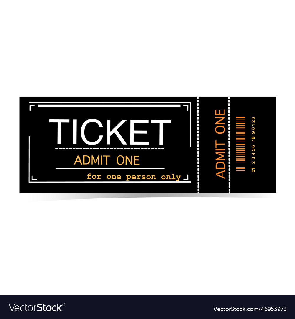 Admit one ticket isolated white background Vector Image
