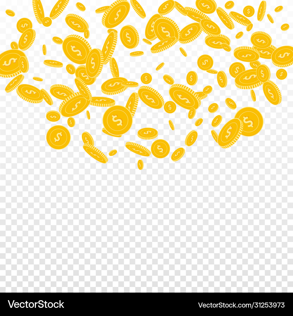 American dollar coins falling scattered disorderl Vector Image