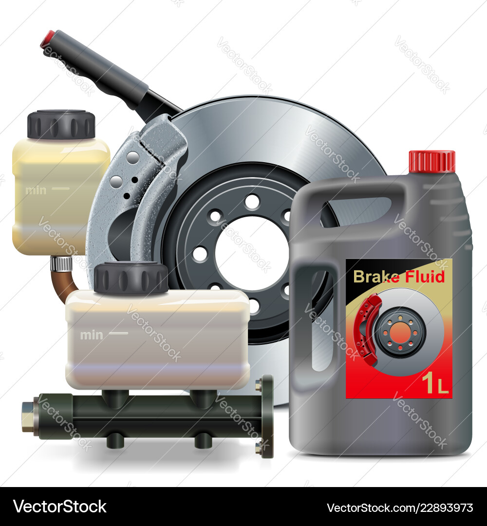 Car brake system parts with fluid Royalty Free Vector Image