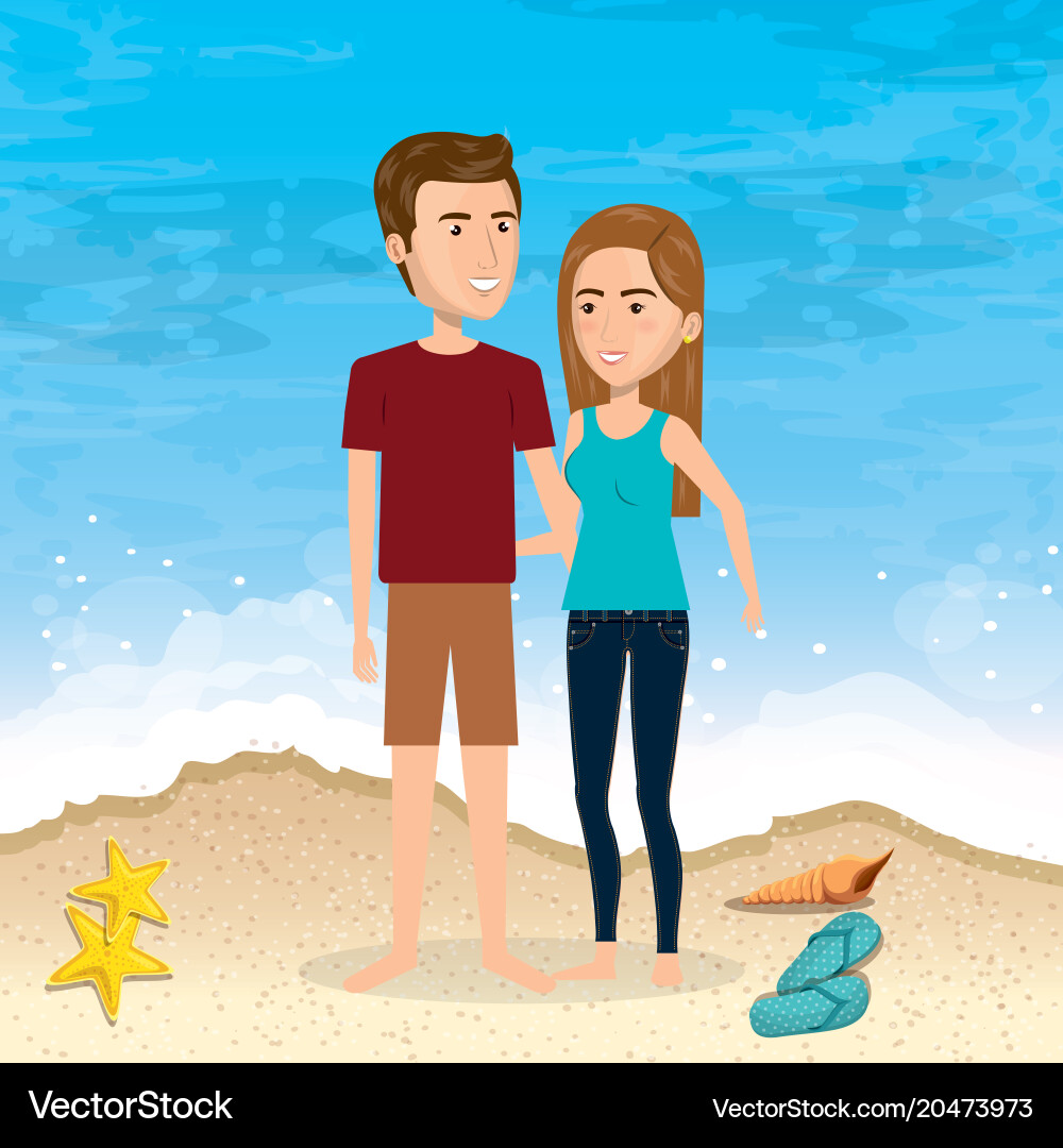 Couple in the beach summer vacations Royalty Free Vector