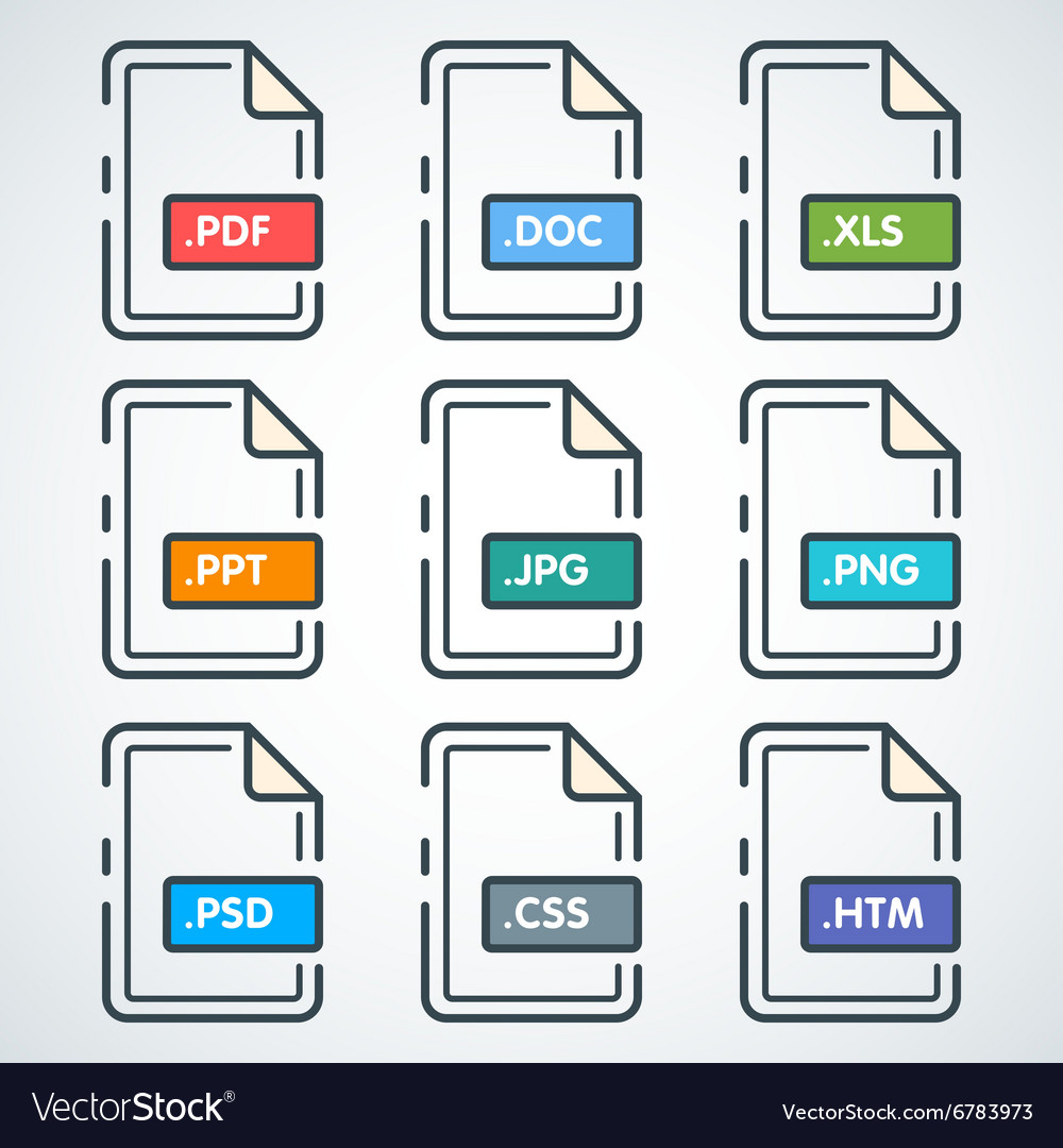 Documents type icons 2 Royalty Free Vector Image