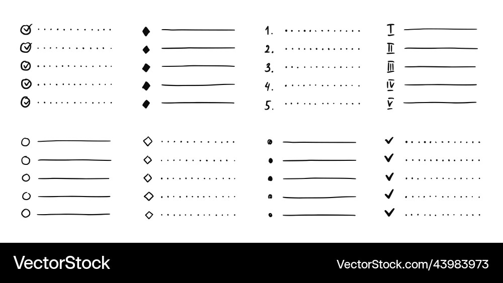 Doodle bullet list hand drawn sketch to do Vector Image