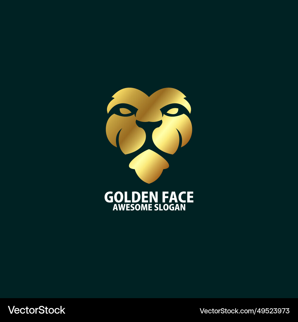 Golden face lion logo design Royalty Free Vector Image