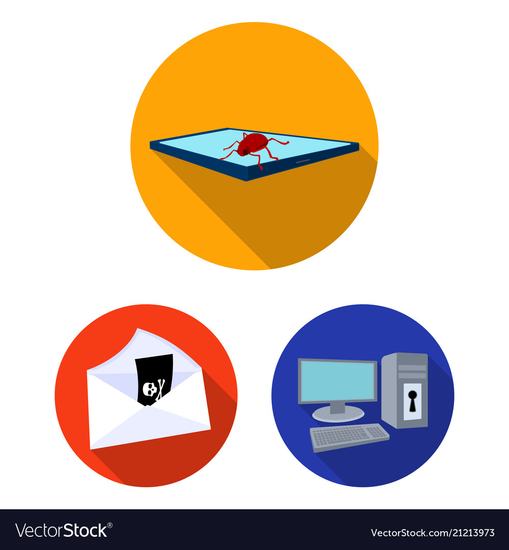 Hacker and hacking flat icons in set collection Vector Image