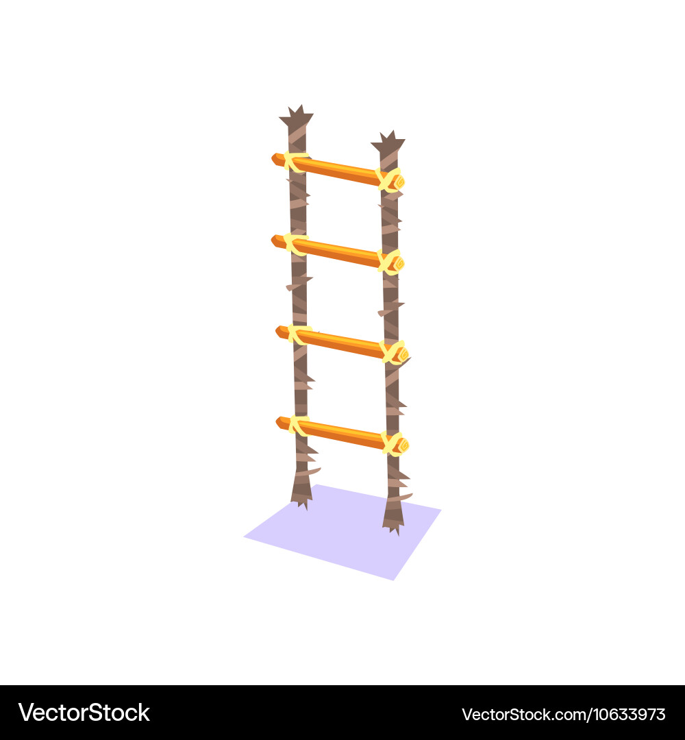 Handmade ladder standing vertically jungle village