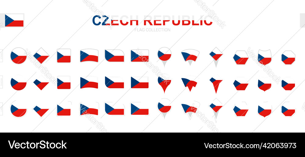 Large collection of czech republic flags Vector Image